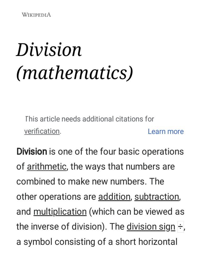 Division (Mathematics) | PDF | Division (Mathematics) | Integer