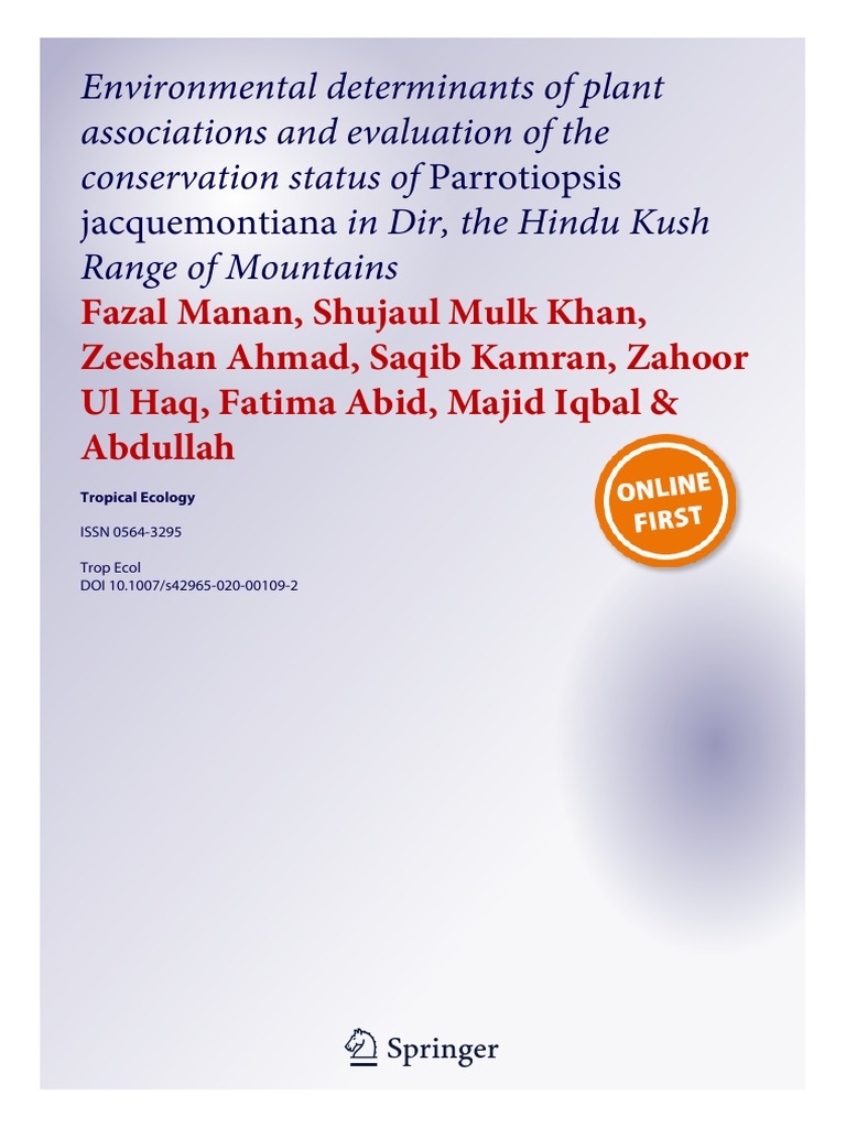 Jacquemontiana in Dir, The Hindu Kush | PDF | Vegetation | Soil