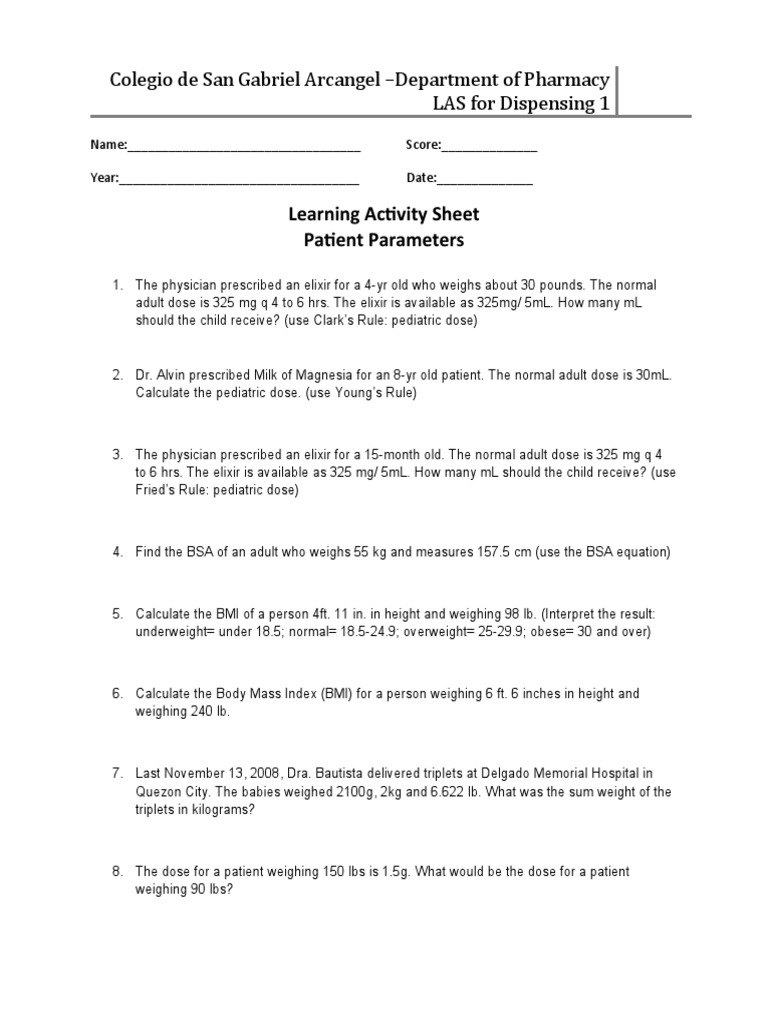 LAS Patient Parameters | PDF