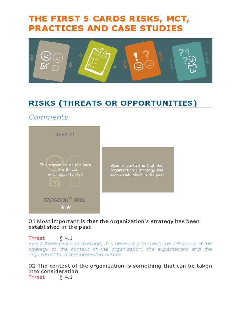 The First 5 Cards Iso 9001 2015 | PDF | Iso 9000 | Quality Management