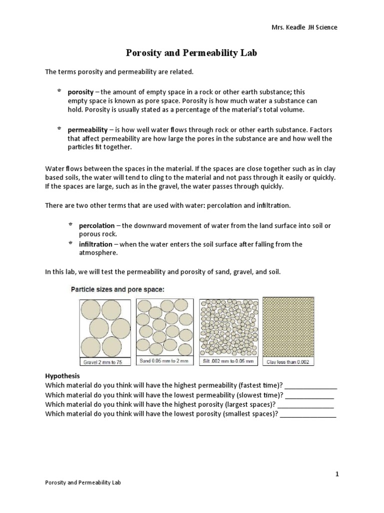 Porosity and Permeability Lab and Aquifer Lab2012 - Porosity and ...