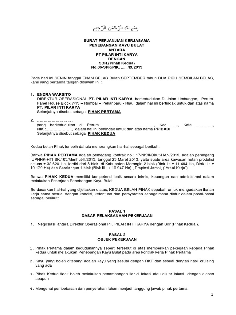 Draft SPK Kayu Bulat PDF | PDF