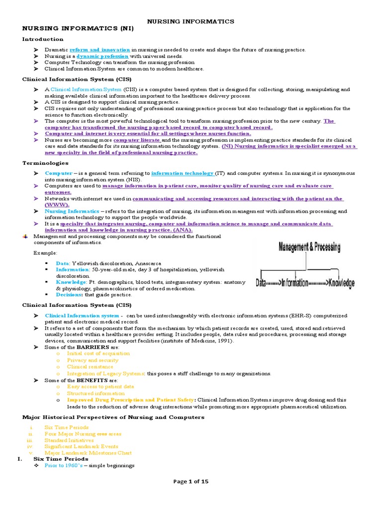 Nursing Informatics (Ni) : Clinical Information System | PDF ...