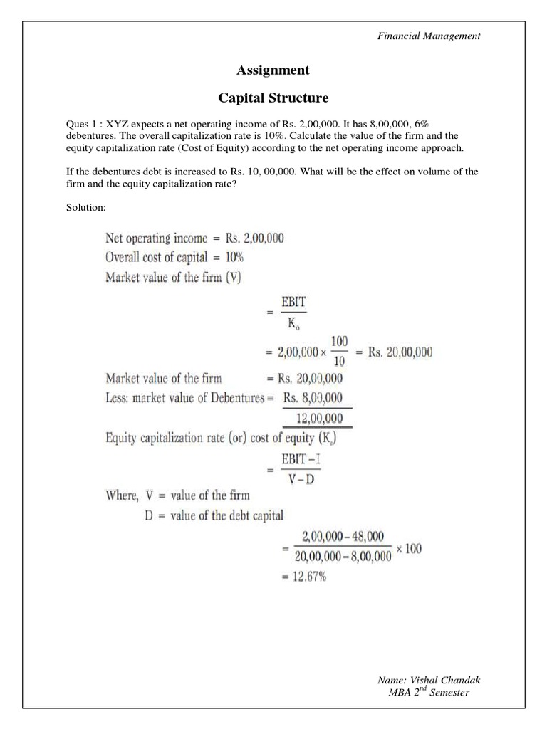 Assignment Capital Structure: Financial Management | PDF | Capital Structure | Equity (Finance)