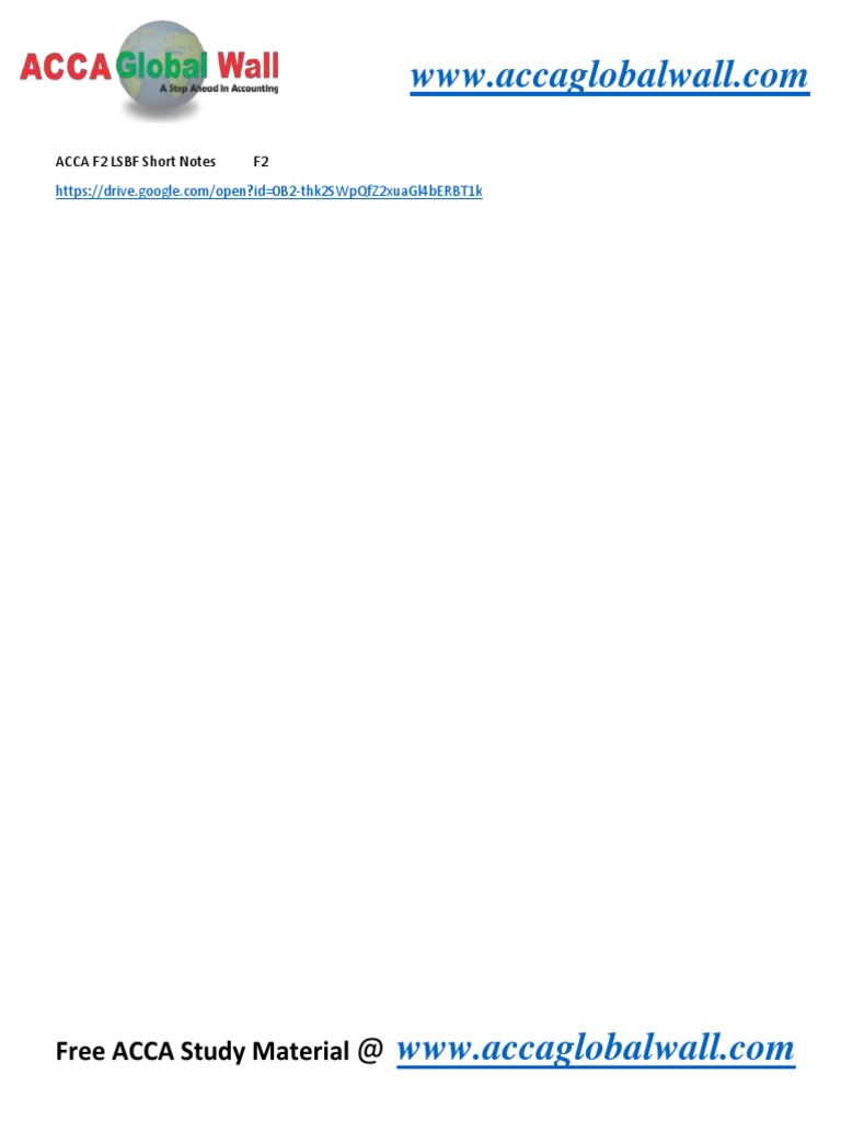 ACCA F2 Short Study Notes PDF | PDF | Computers