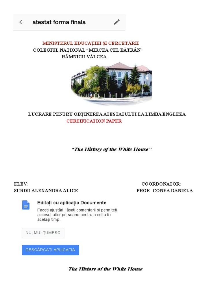 Atestat Limba Engleza | PDF | White House | American Government