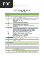 School Calendar of Activities 2020-2021 | PDF | Observances | Holidays