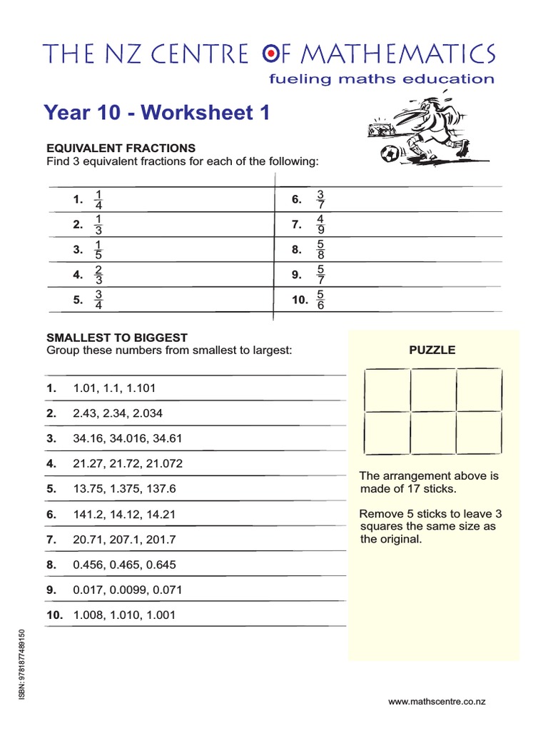 Year 10 - Worksheet 1: Equivalent Fractions | PDF | Fraction ...
