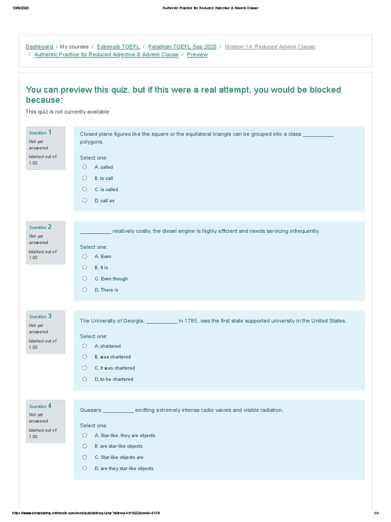 Authentic Practice For Reduced Adjective & Adverb Clause | PDF