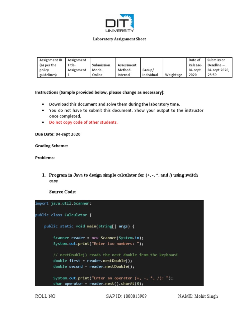Mohit's Graded Lab 1 Assignment | PDF | Computer Programming | Software ...