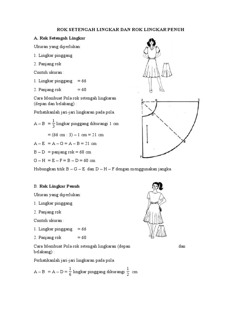 Materi Rok Setengah Lingkar Dan Rok Lingkar Penuh | PDF