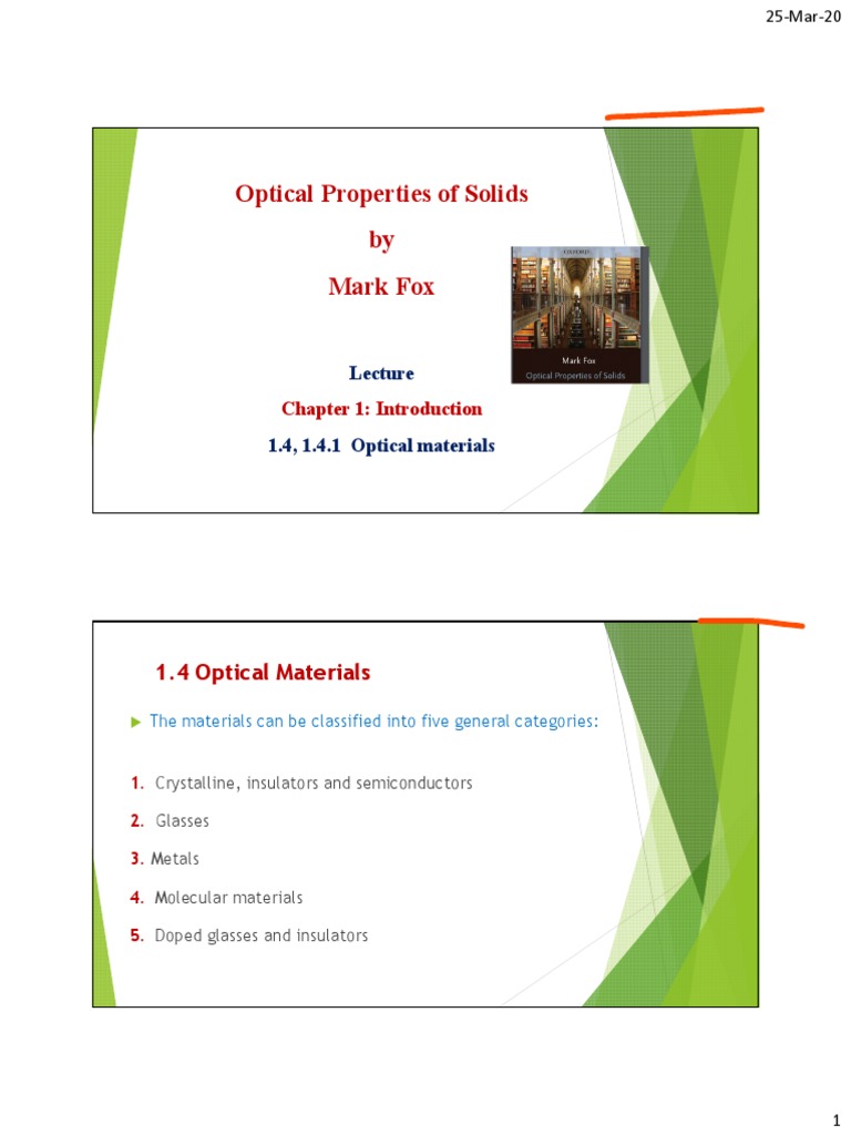 Optical Properties of Solids by Mark Fox: Chapter 1: Introduction | PDF ...
