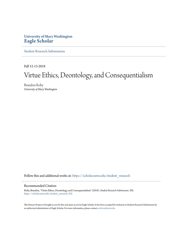 Virtue Ethics Deontology and Consequentialism | PDF | Virtue Ethics ...