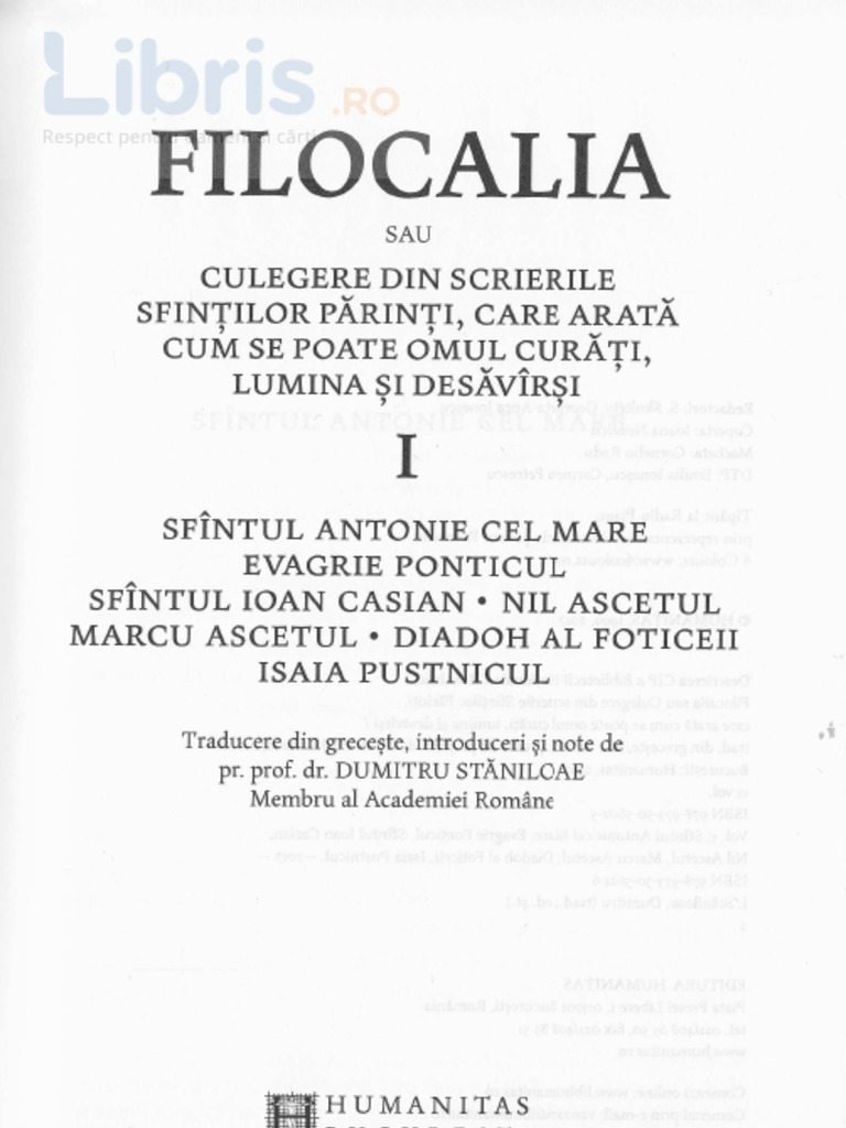 Filocalia 1 Sfintelor Nevointe Ale Desavarsirii Ed.2017 | PDF