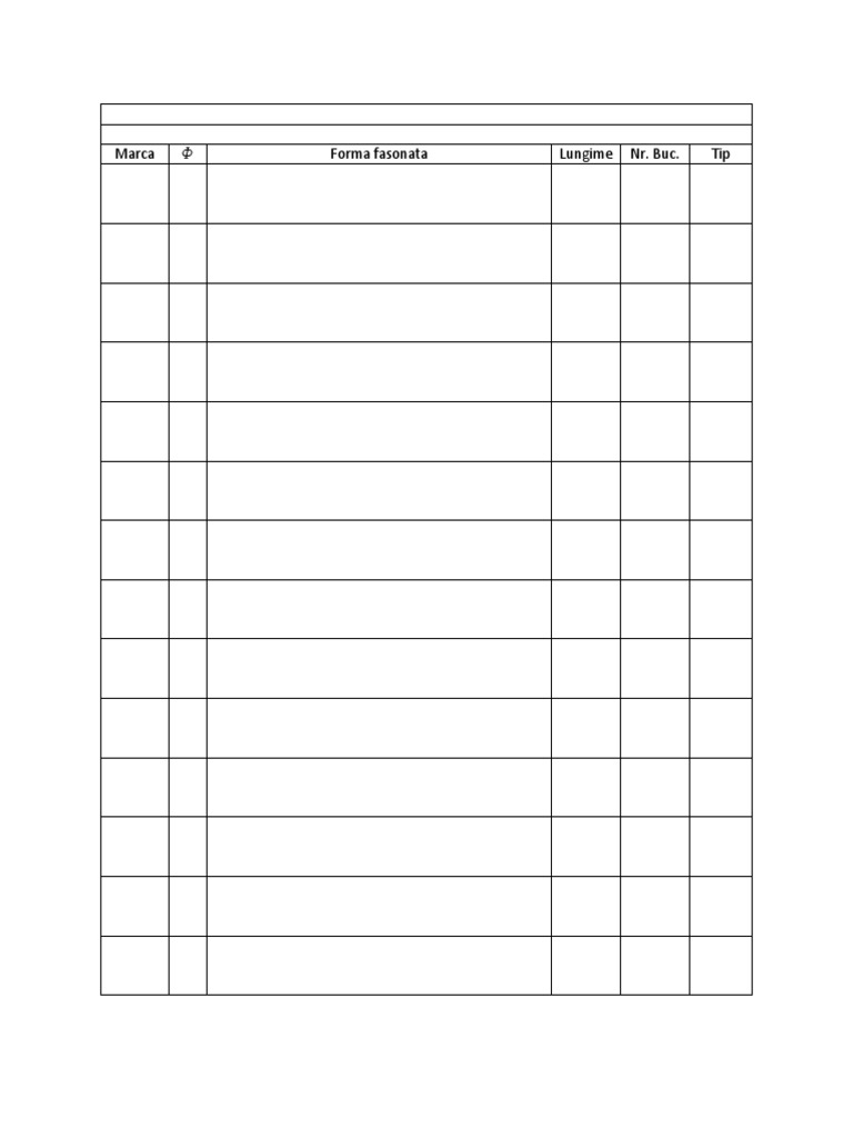 Tabel Extras Armatura | PDF