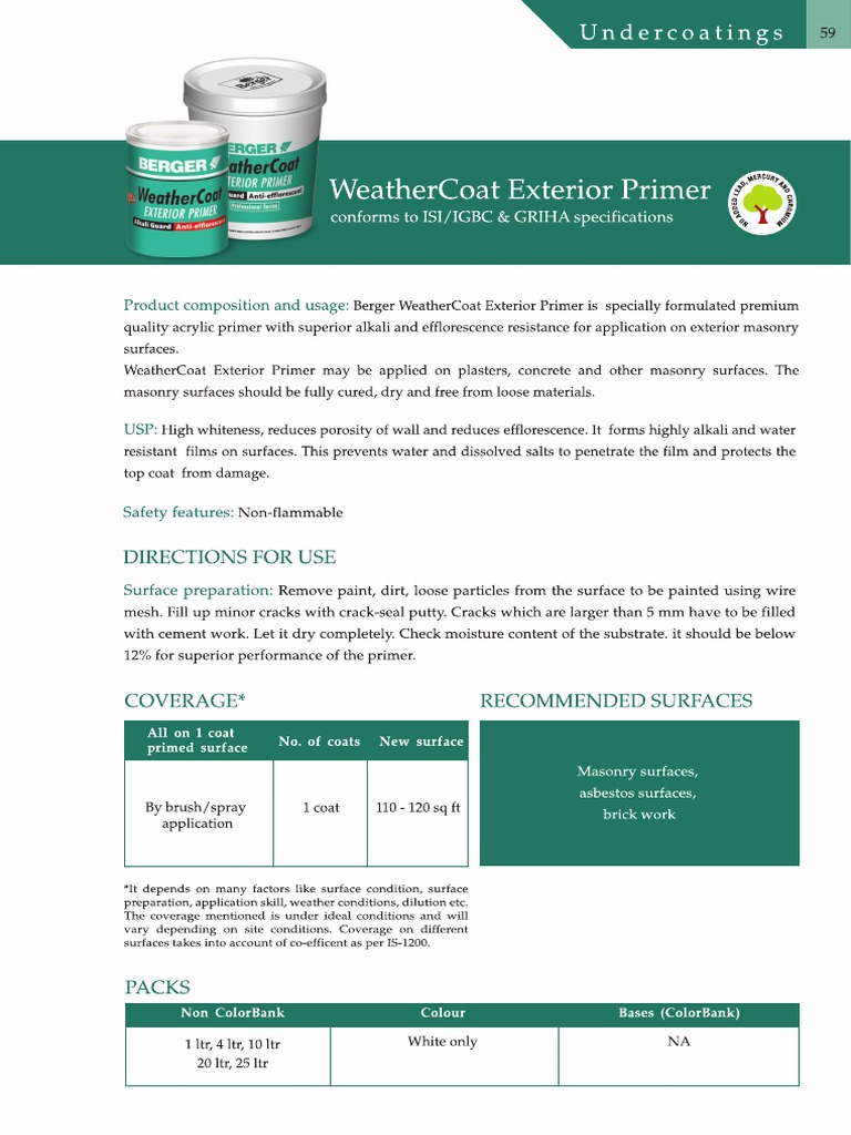 Weathercoat Exterior Primer PDF | PDF