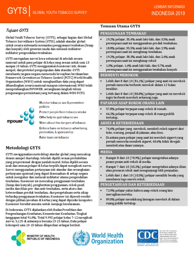 Survei Tembakau Remaja Indonesia 2019 | PDF