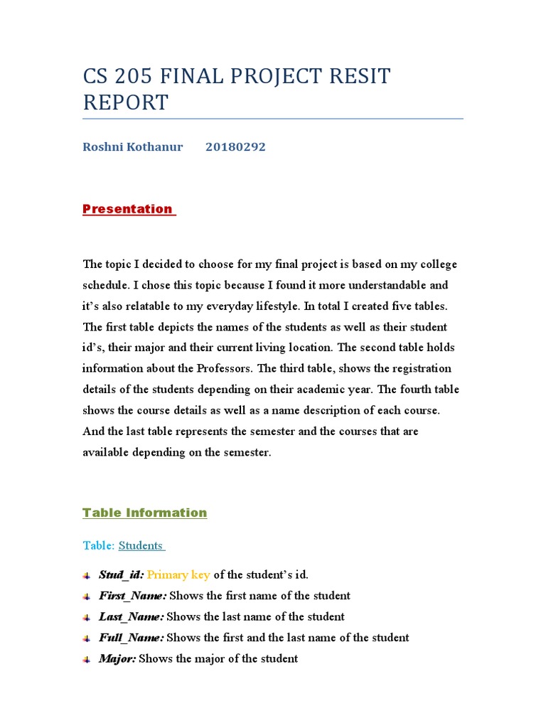 Cs 205 Final Project Resit: Roshni Kothanur 20180292 | PDF | Academic ...