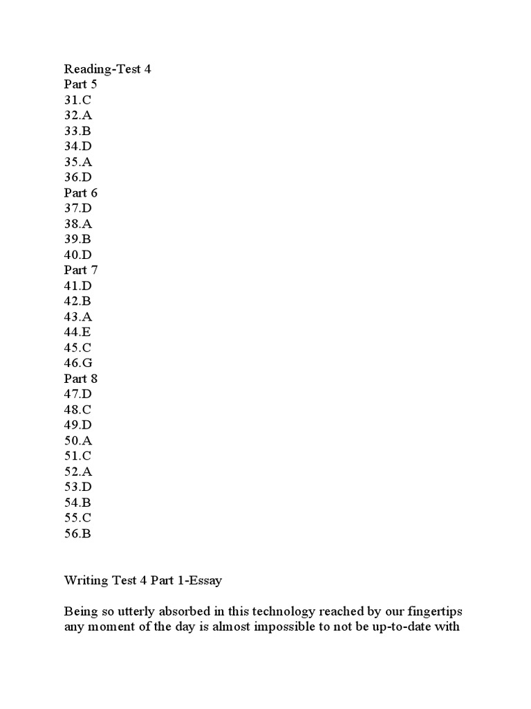 C1 Advanced Trainer Test 4 Answers | PDF | Foreign Language Studies