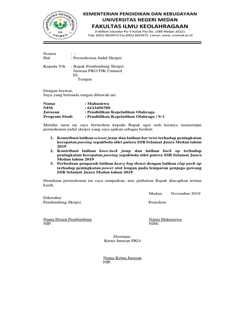 Contoh Surat Pengajuan Judul PDF | PDF