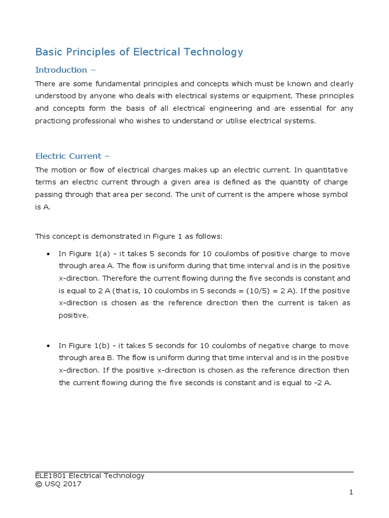 Basic Principles of Electrical Technology | PDF | Electrical Resistance ...