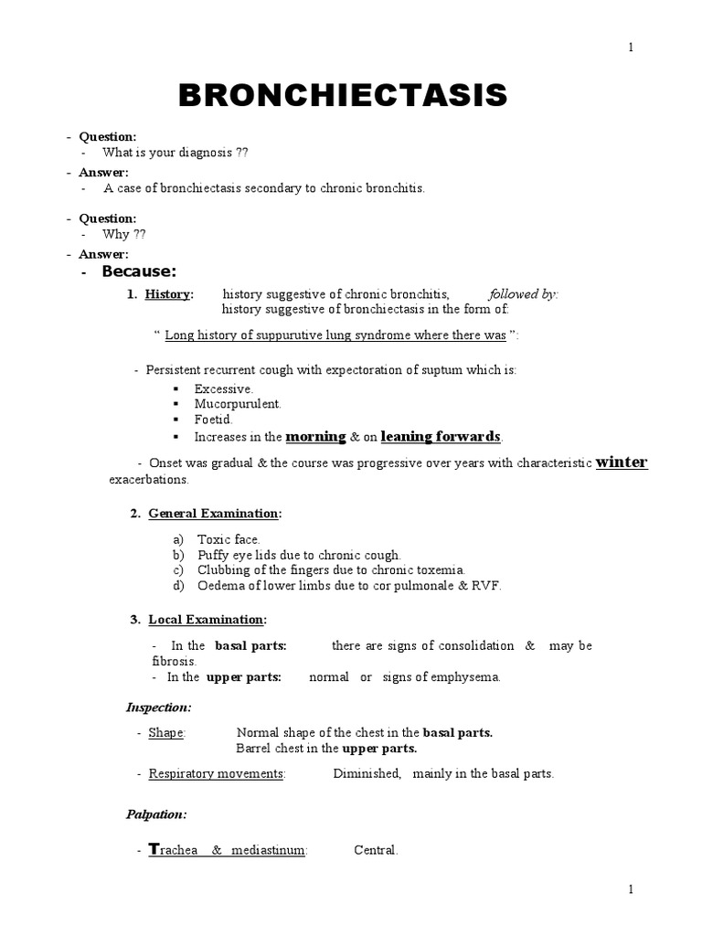 CLINICAL Bronchiectasis | PDF | Diseases And Disorders | Medicine