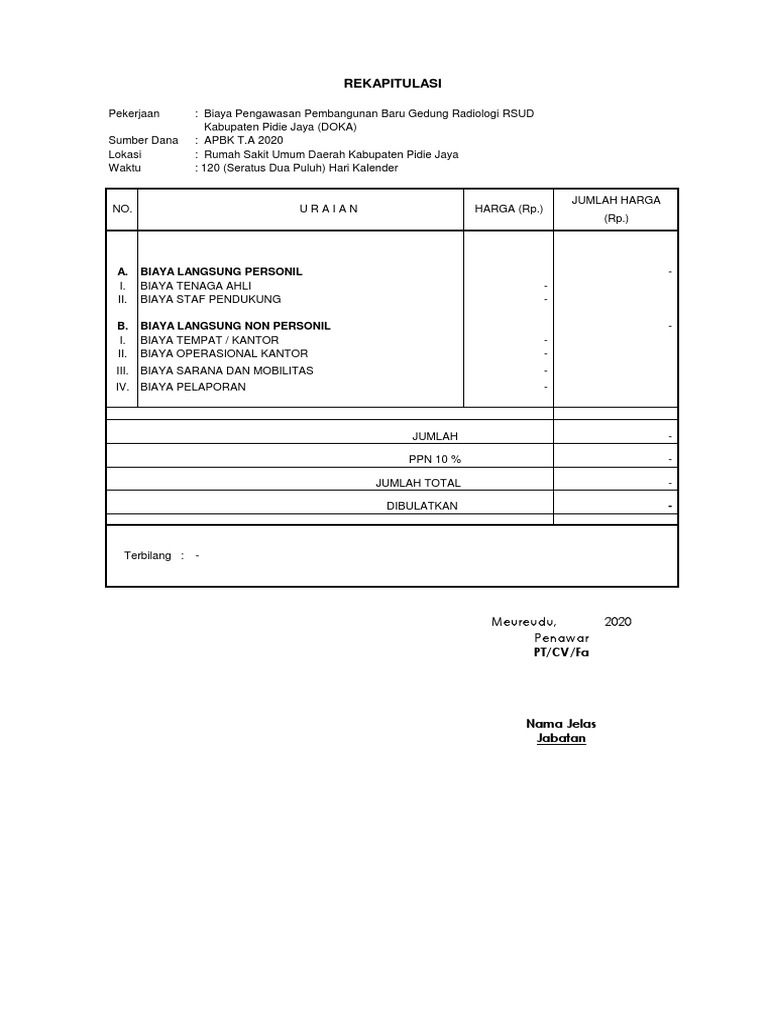 Daftar Kuantitas Dan Harga DKH PDF | PDF