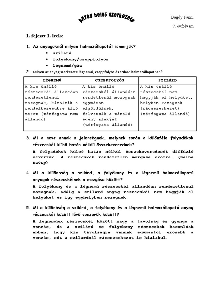 01 - Fejezet Fizika 7 Osztaly | PDF