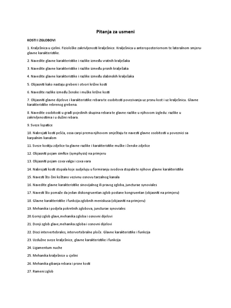 Pitanja Za Usmeni | PDF