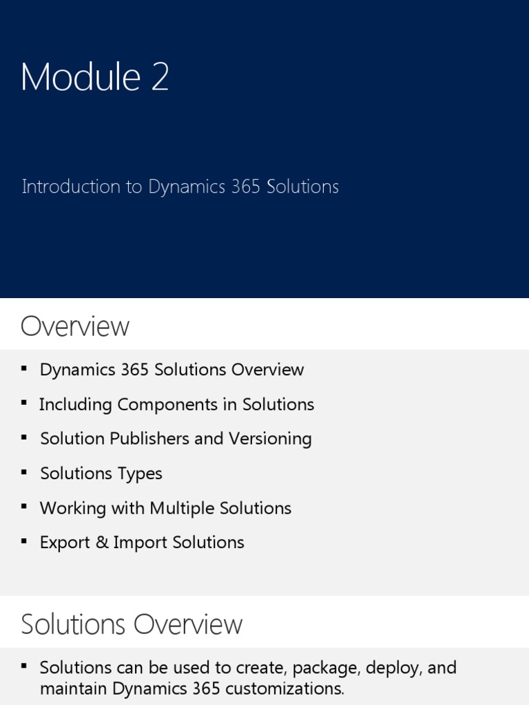 Introduction To Dynamics 365 Solutions | PDF | System | Version Control