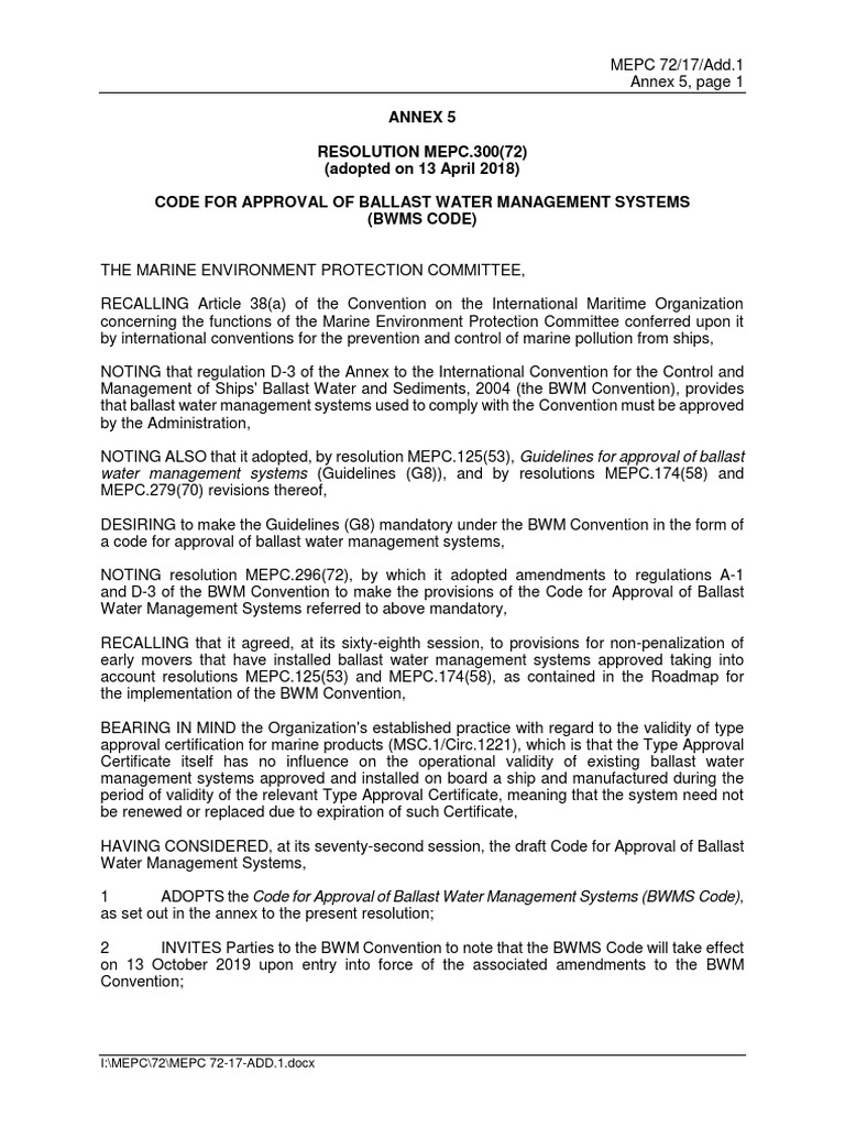 MEPC Resolution 300 PDF | PDF | Specification (Technical Standard) | Safety