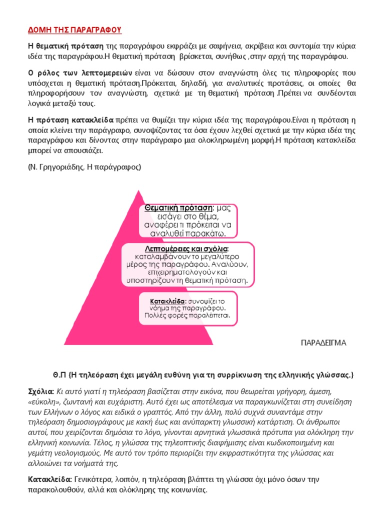 ΔΟΜΗ ΤΗΣ ΠΑΡΑΓΡΑΦΟΥ | PDF