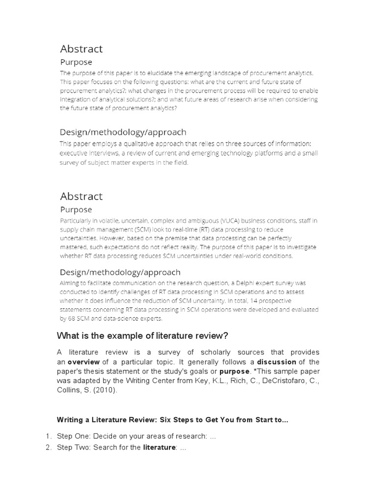 What Is The Example of Literature Review?: Writing A Literature Review ...