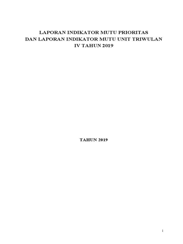 Laporan Indikator Mutu Prioritas Dan Unit TW IV 2019 - CONTOH | PDF