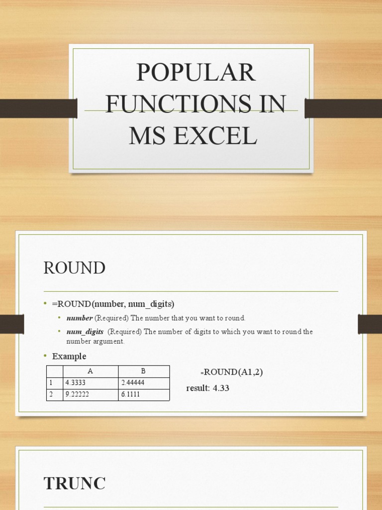 Popular Functions in Ms Excel | PDF
