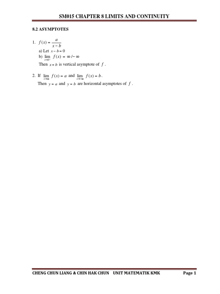 Sm015 Chapter 8 Limits and Continuity | PDF | Asymptote | Mathematical ...
