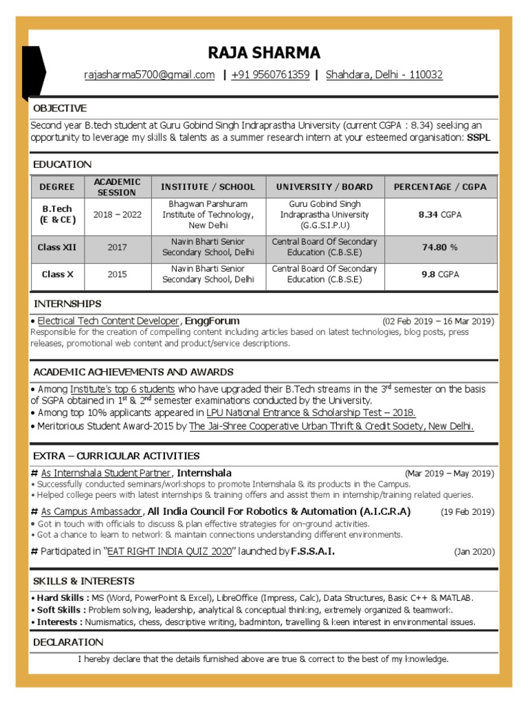 Raja Sharma CV | PDF | Behavior Modification | Cognition