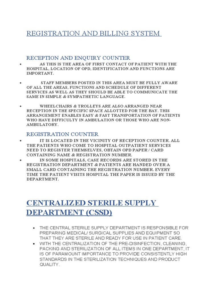Registration and Billing System &CSSD | PDF | Door | Patient