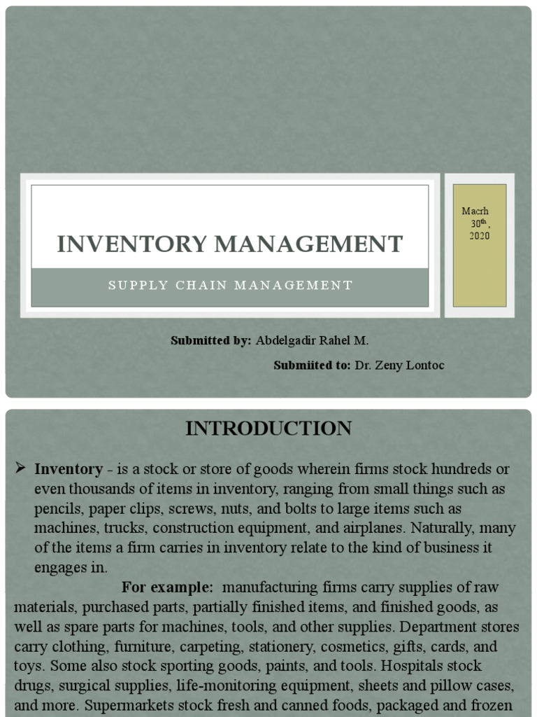 INVENTORY MANAGEMENT in Supply Chain Management | PDF | Inventory | Demand
