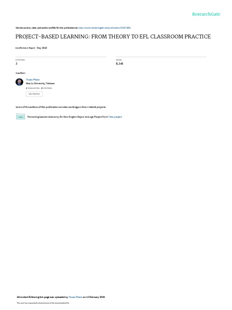 Project-Based Learning From Theory To EFLClassroomPractice PDF | PDF ...
