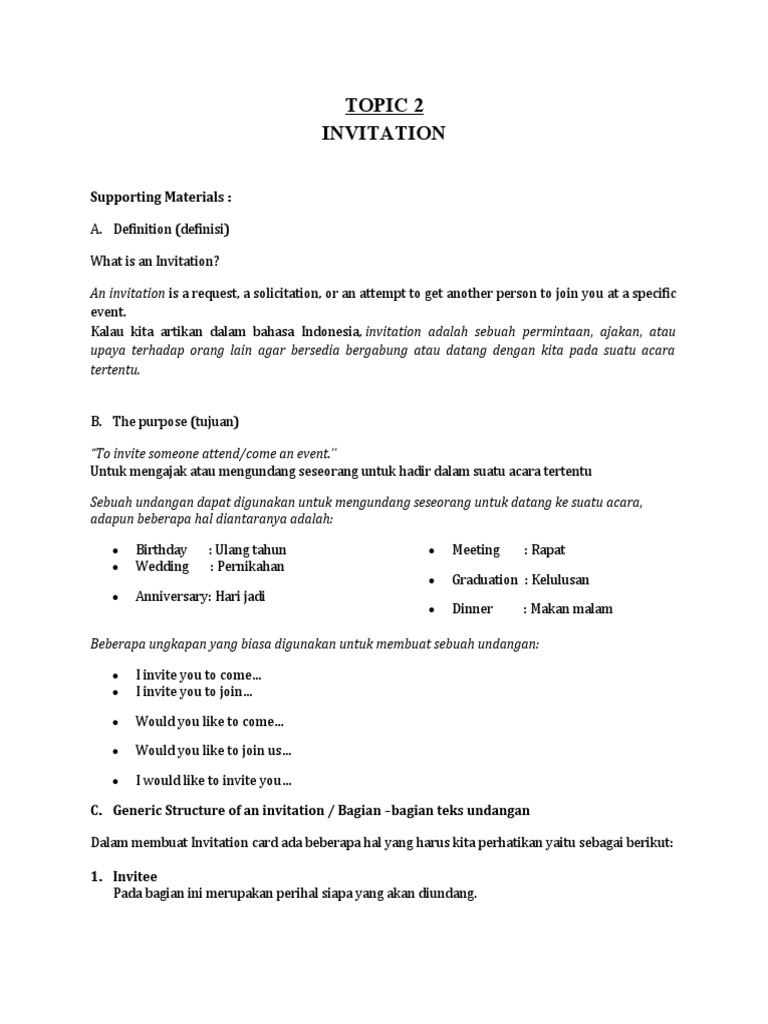 Pengertian dan Ungkapan Invitation | PDF