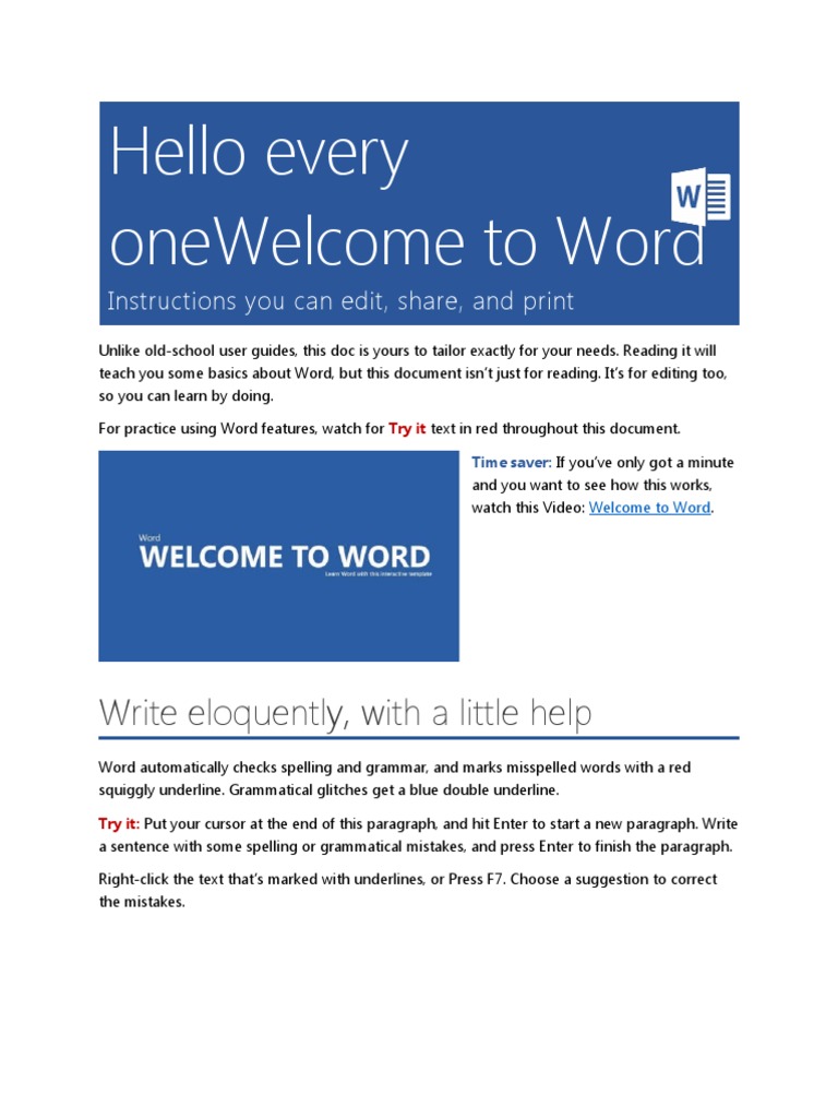 Hello Every Onewelcome To Word | PDF | Computer Keyboard | World Wide Web