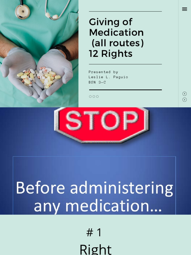 Giving of Medication 12 Rights | PDF | Syringe | Pharmacology