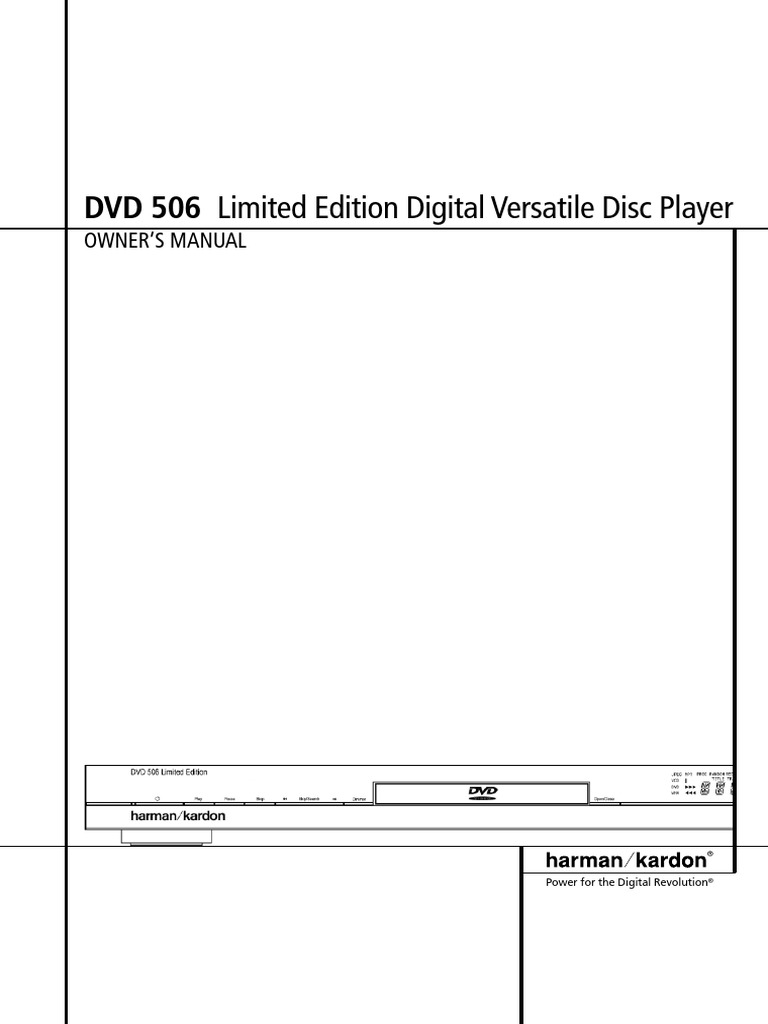 DVD 506 Limited Edition Digital Versatile Disc Player: Owner'S Manual ...