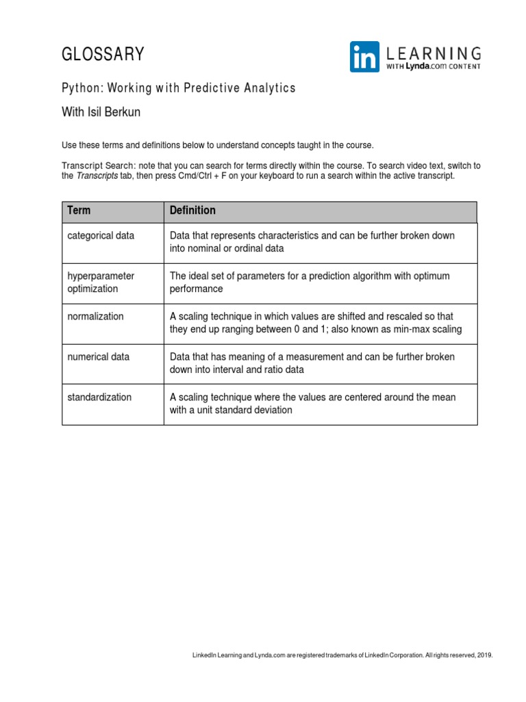 Glossary Python Predictive Analytics | PDF