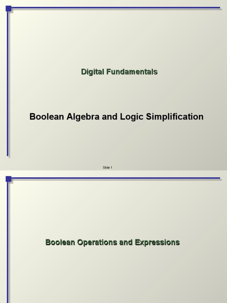 Boolean Algebra and Logic Simplification | Download Free PDF | Boolean Algebra | Teaching ...
