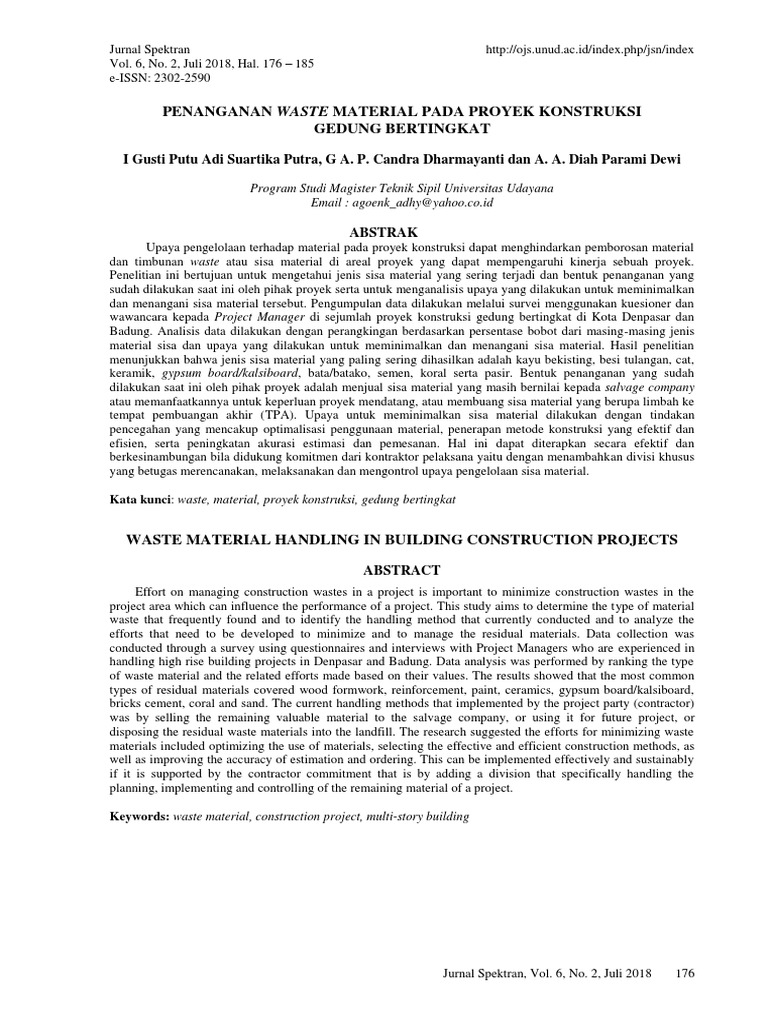 Penanganan Waste Material Pada Proyek Konstruksi Gedung Bertingkat PDF | PDF | Seni | Sains ...