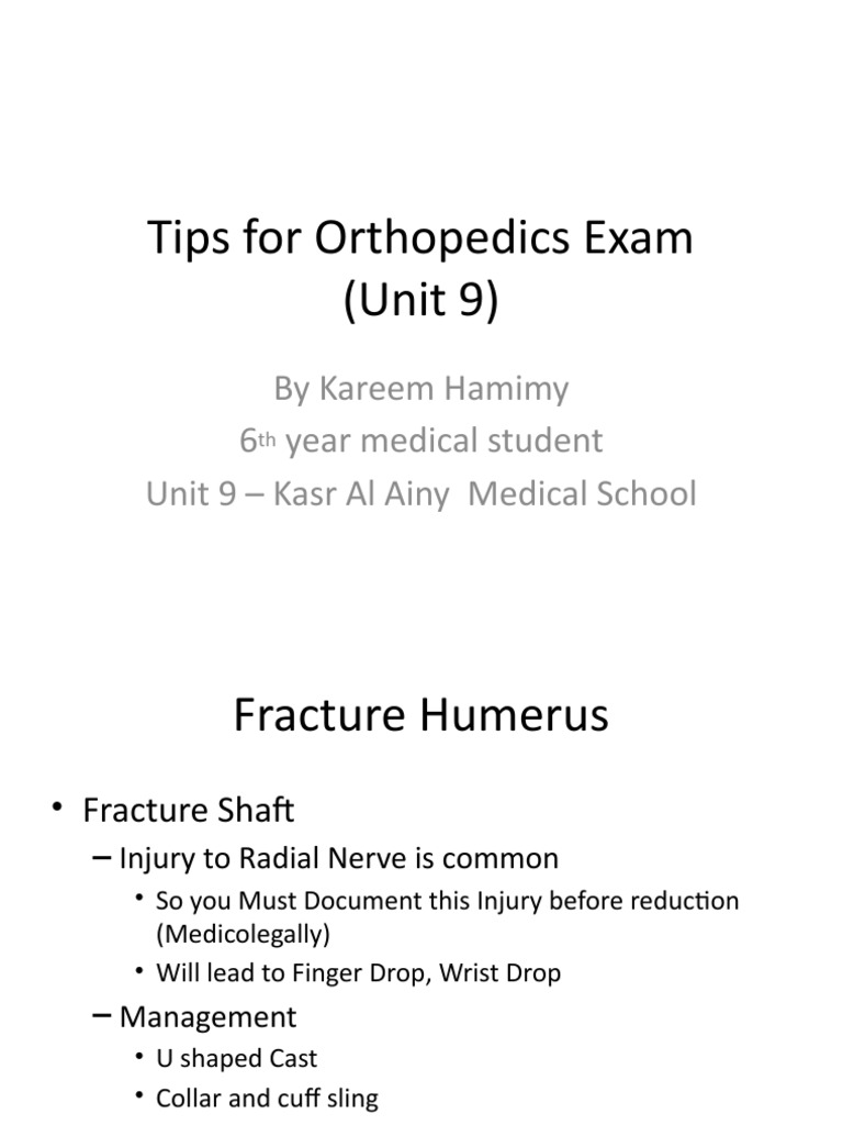 Orthopedic Exam Tips: Fractures & Management | PDF | Shock (Circulatory ...