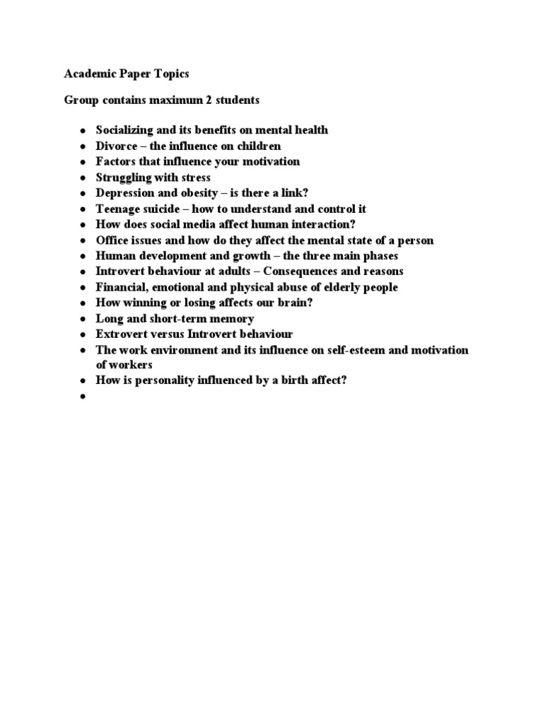 Academic Paper Topics | PDF