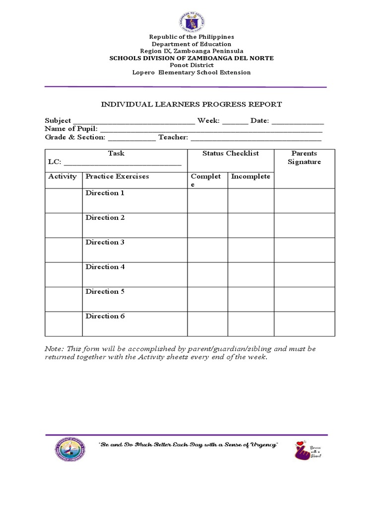 Individual Learners Progress Report | PDF